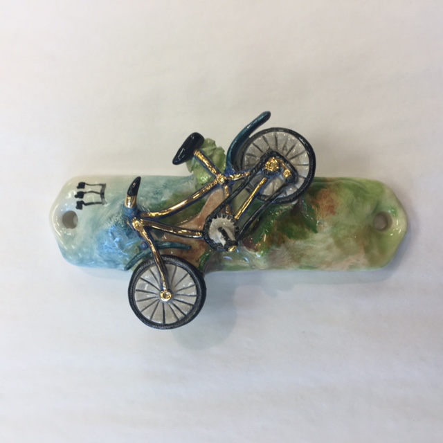 Bicycle Mezuzah - Painted Porcelain