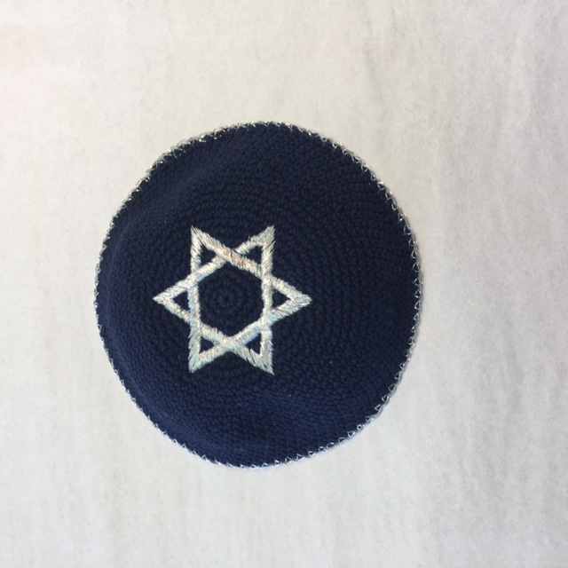 Elegant Blue and Silver Star Kippah
